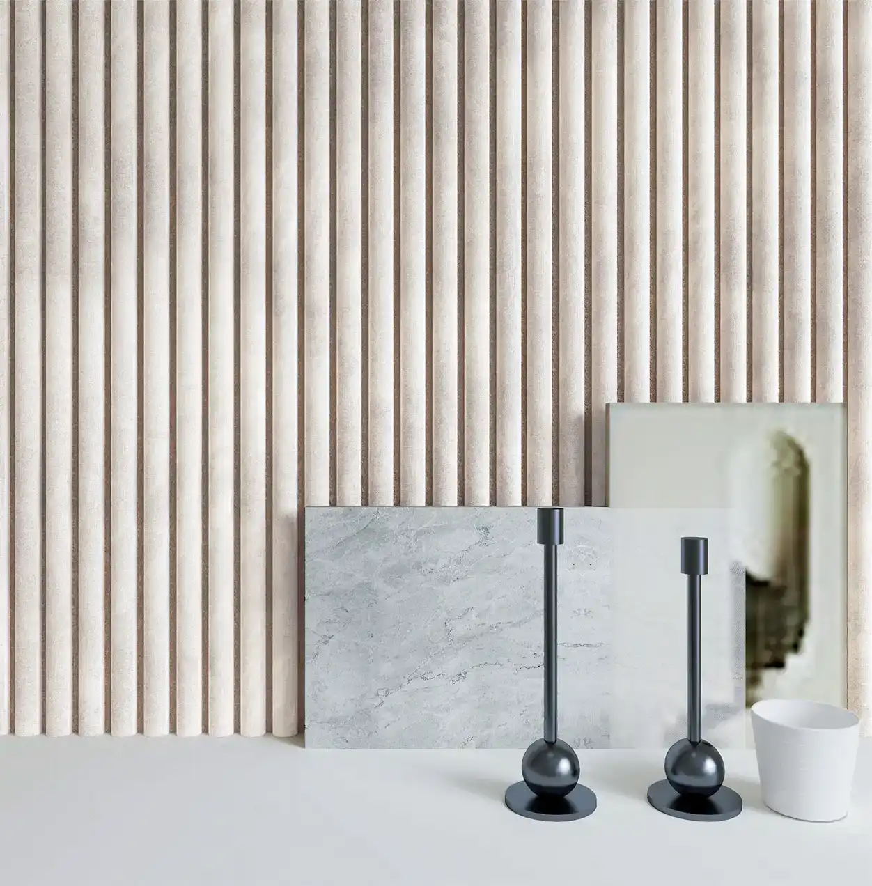 Akoestische Panelen Suede Stof Crème Licht Beige met Vilt