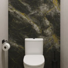 PVC Marmer Plaat Hoogglans Midnight Blue Zwart Goud